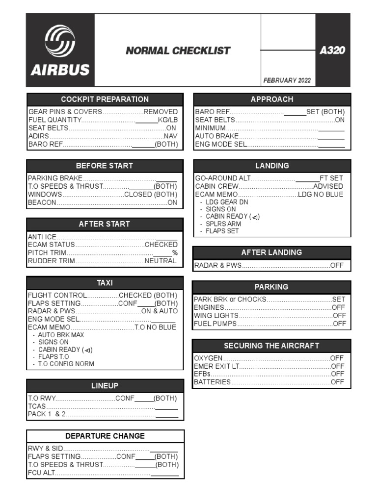 AIRBUS Checklist 2022 - 220924 - 182652 | PDF | Cockpit | Aviation