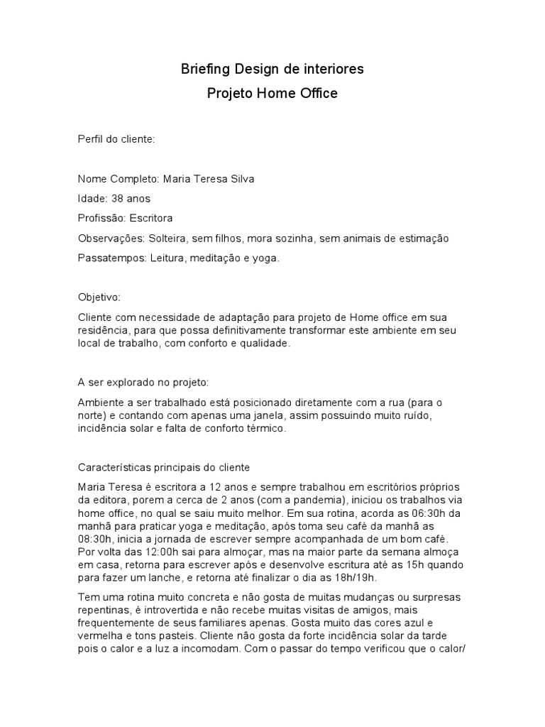 Briefing Design de Interiores | PDF