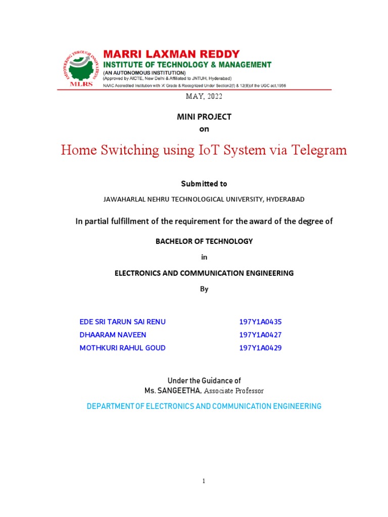 Home Automation Using Telegram | PDF | Internet Of Things | Home Automation