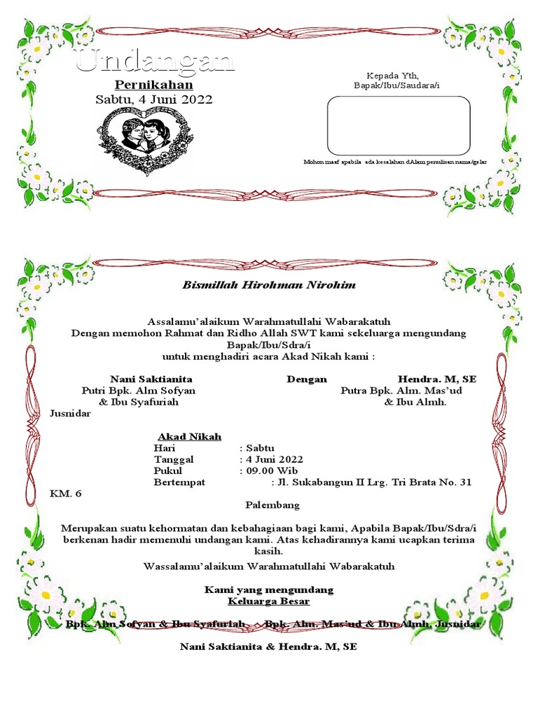 Undangan Nikah 1 | PDF