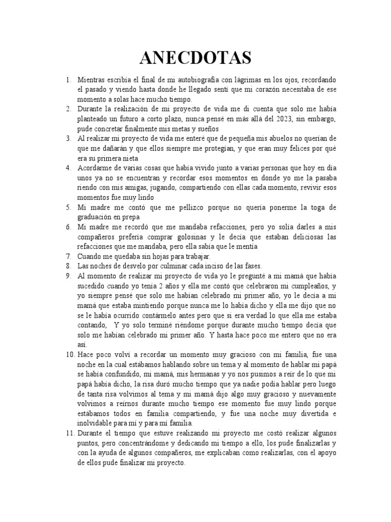 ANECDOTAS | PDF | Experiencia | La risa