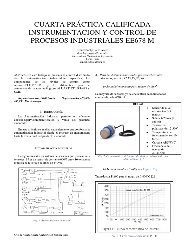 PC4 Instrumentacion | PDF | Sensor | Tecnología de información y comunicaciones