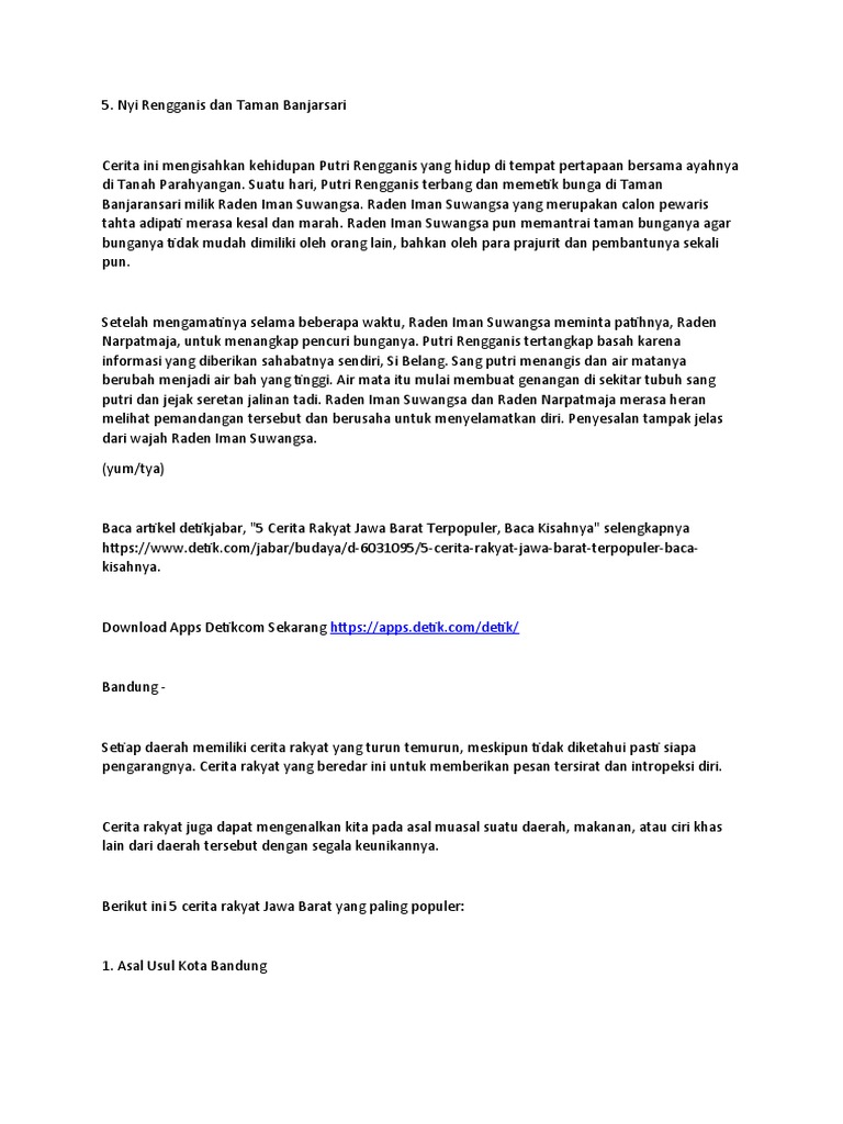 Nyi Rengganis Dan Taman Banjarsari | PDF