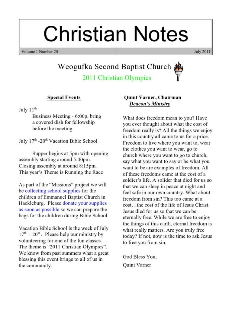 Christian Notes: Weogufka Second Baptist Church | PDF | Eternal Life ...