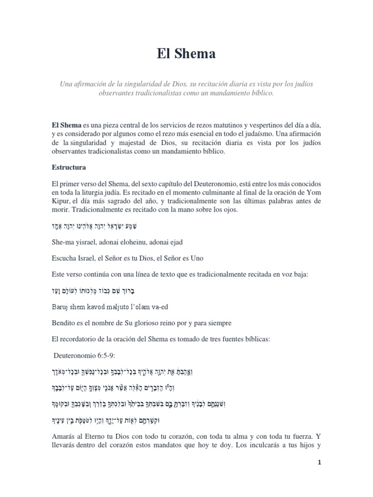 El Shemá | PDF | Shema Israel | Creencia religiosa y doctrina