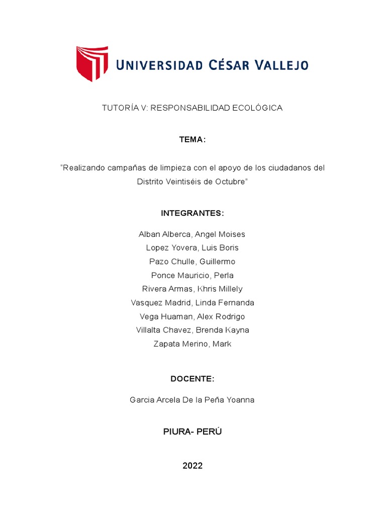 Tutoría V Responsabilidad Ecológica Pdf Residuos Cuestiones