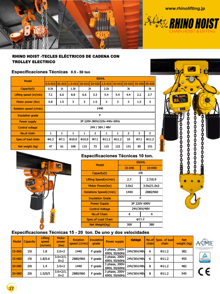 MANIOBRAS FT Tecle Electrico Con Trolley | PDF | Mains Electricity | Electric Power