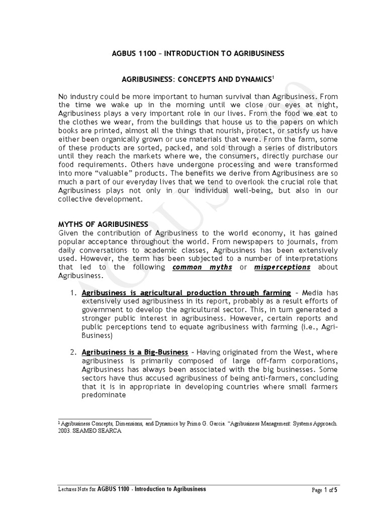 Activity 2 Agribusiness Concept | PDF