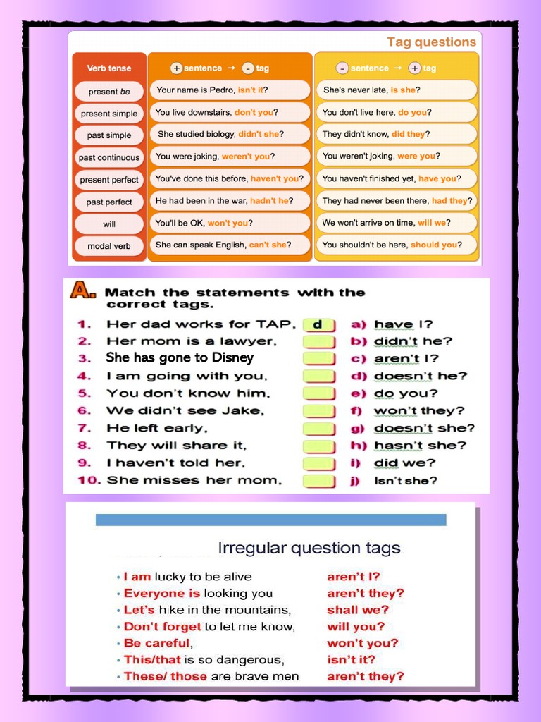Question Tag Practice Worksheet | PDF | Language Arts & Discipline