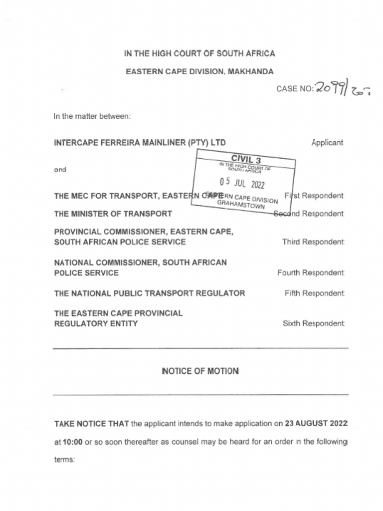 Mec For Transport Eastern Cape Application | PDF