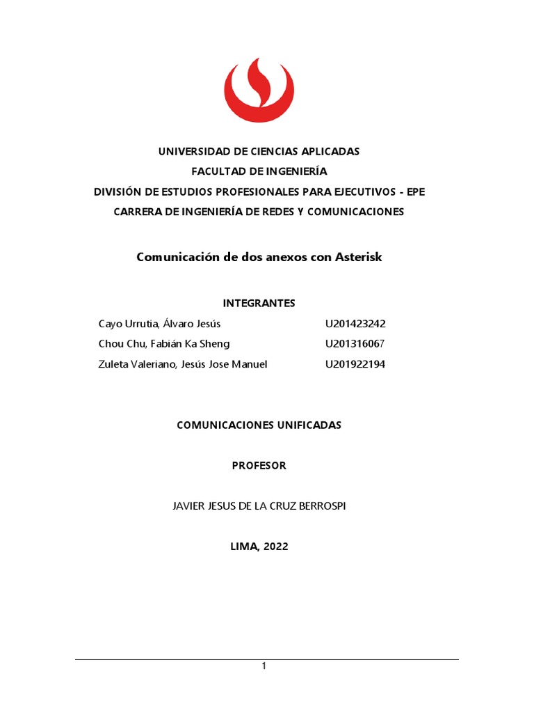Grupo02 - Lab02 - Comunicación de Dos Anexos Con Asterisk | PDF ...