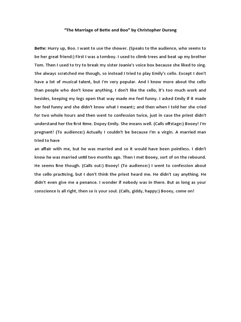 Monologue-The Marriage of Bette and Boo | PDF