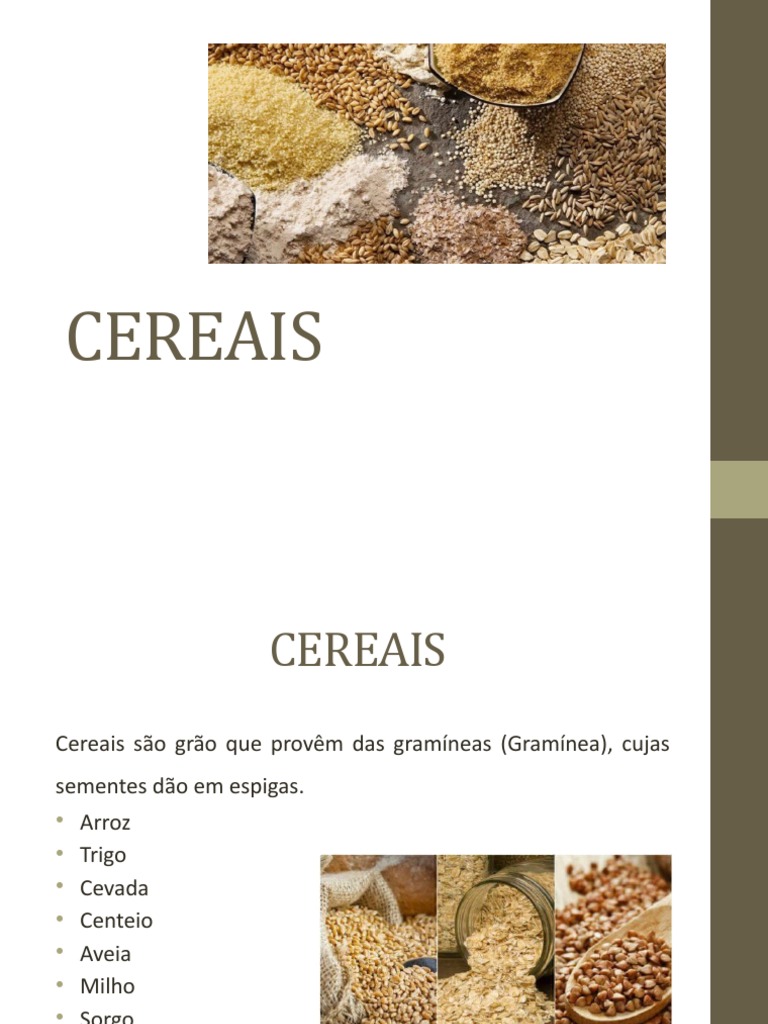 Os principais cereais e seus benefícios nutricionais | PDF | Cereais ...