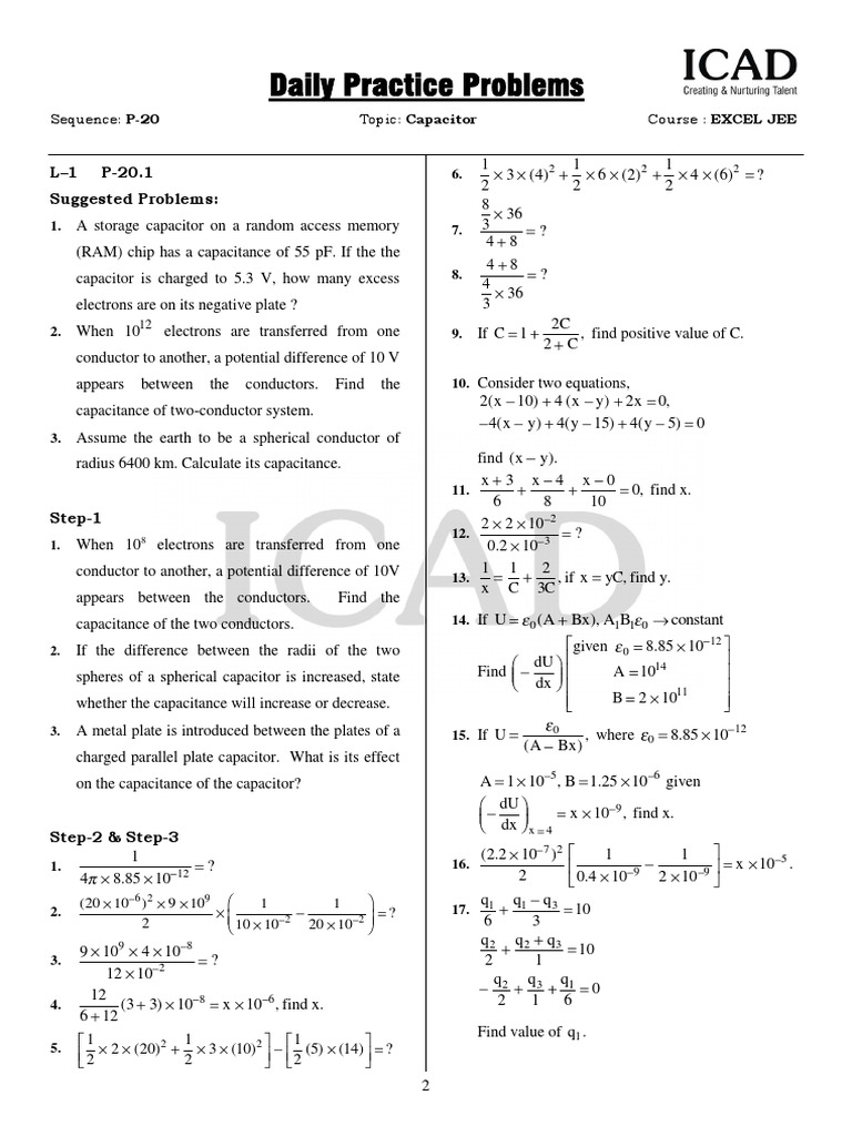 Capacitor - (SP, Step-1,2,3) | PDF | Capacitor | Capacitance