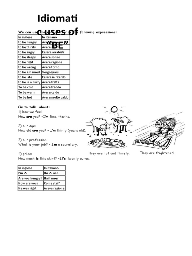 Idiomatic Uses of To Be Fun Activities Games Grammar Guides - 31249 | PDF