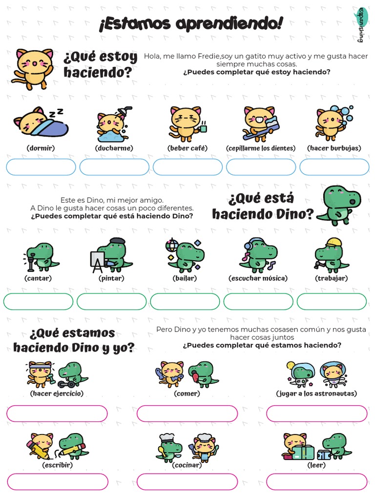 Actividad Estar Gerundio Ninos Clase Ele | PDF