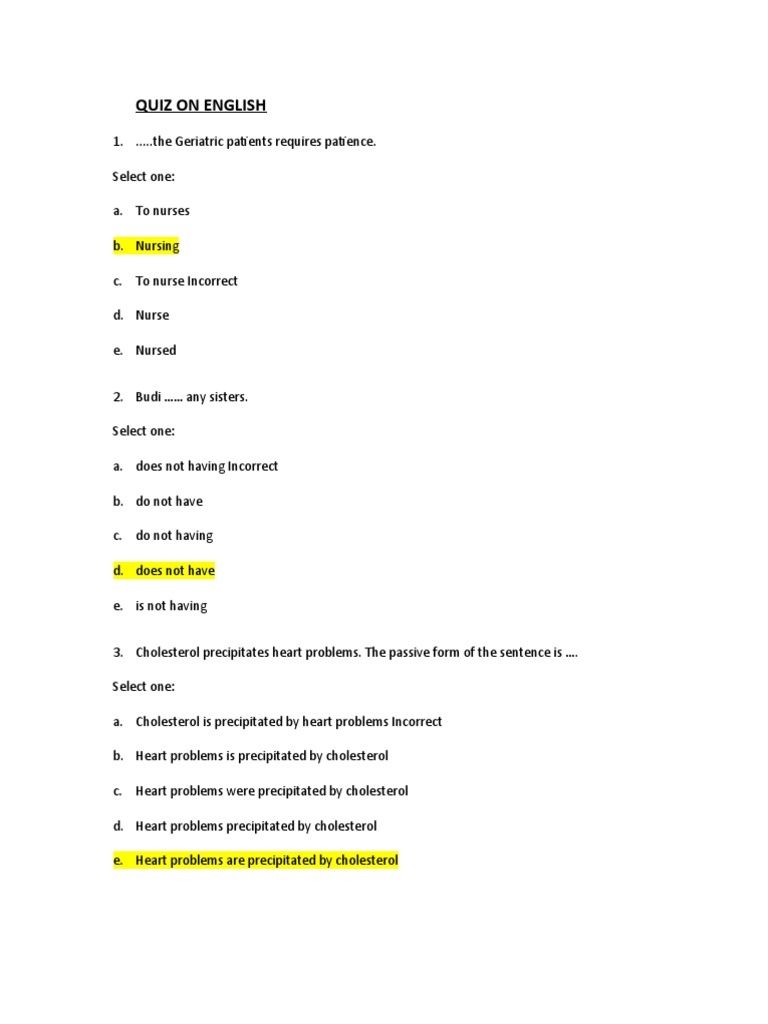 Quiz On English | PDF | Language Arts & Discipline