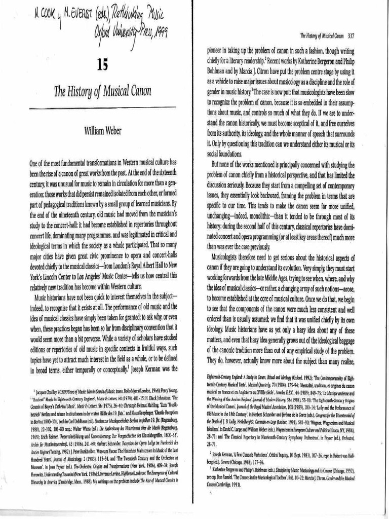 (HIS-Doutorado) OCR WEBER 1999 The History of Musical Canon | PDF | Composers | Traditions