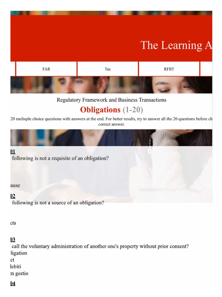RFBT Questions - Obligations (1-20) | PDF