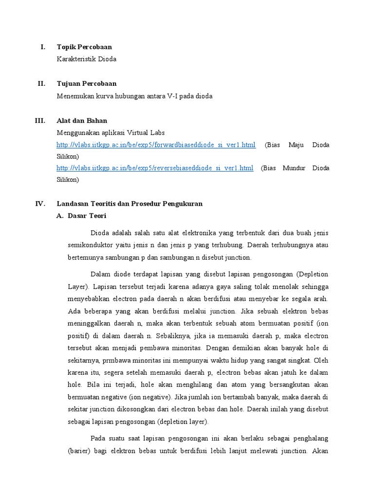 Karakteristik Dioda: Bias Maju dan Mundur | PDF