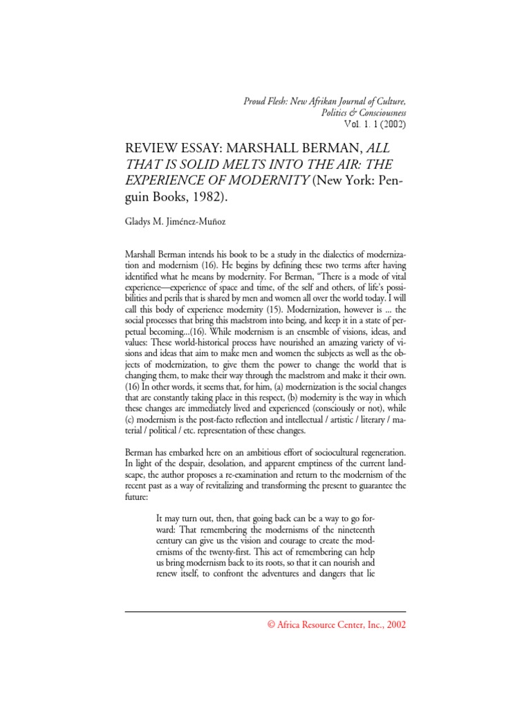 Marshall Berman - All That Is Solid Melts Into Air | PDF | Modernity ...