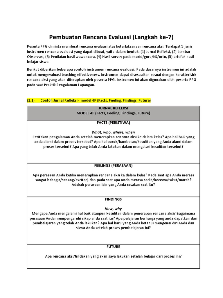 Contoh - Instrumen Rencana Evaluasi | PDF
