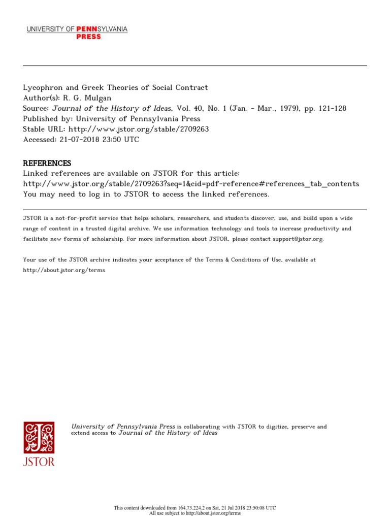 Mulgan Lycophron and Greek Theories of Social Contract | PDF | Plato ...