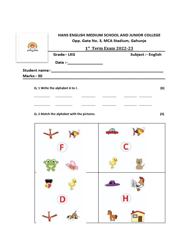Std. LKG Paper | PDF