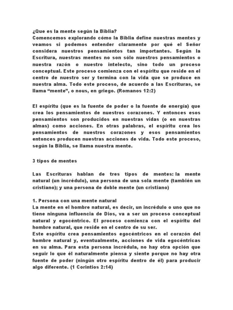 Que Es La Mente Según La Biblia | PDF | Alma | David