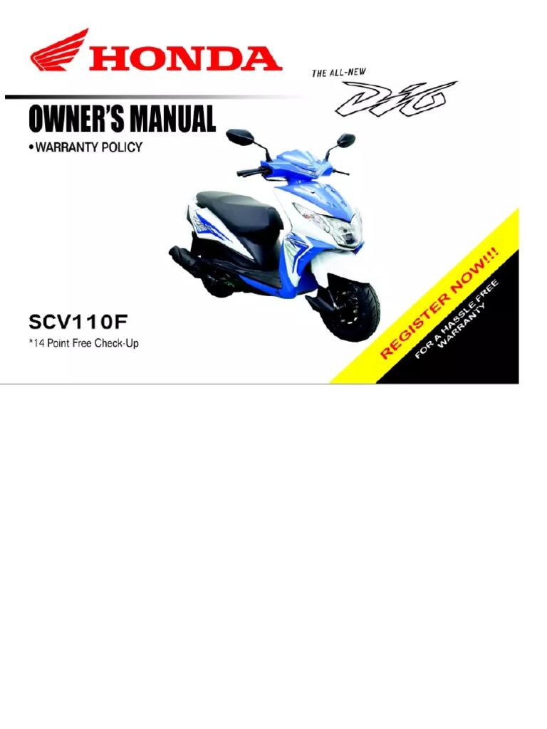 User Manual Honda Dio 110 (2021) (English - 98 Pages) | PDF