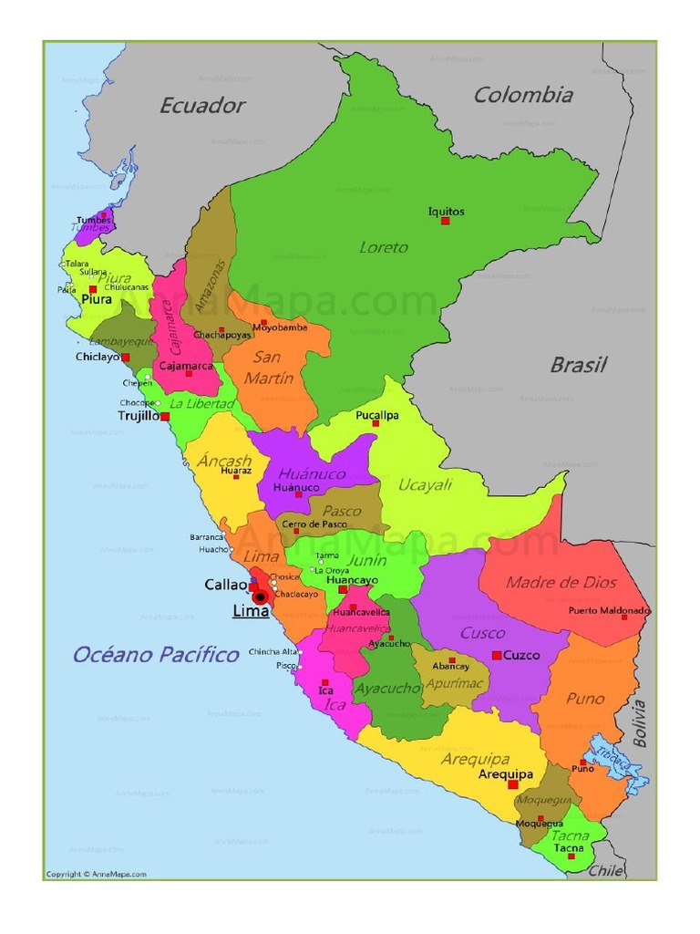 Mapa Político Del Perú | PDF