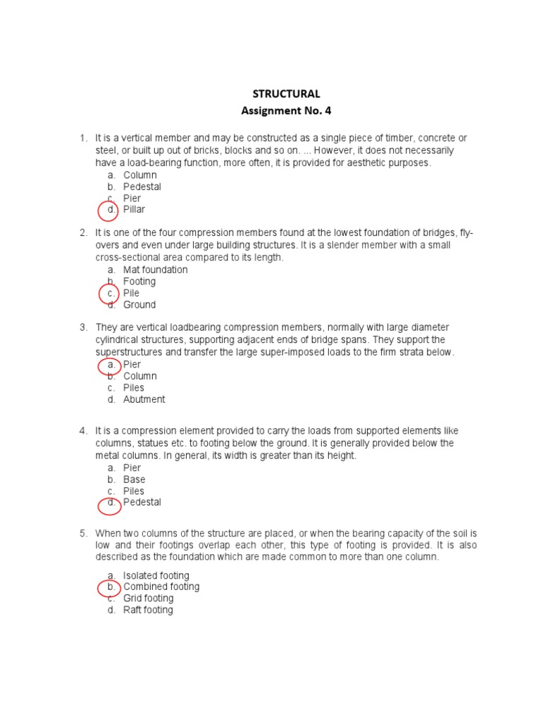 Structural Engineering Quiz | PDF | Concrete | Foundation (Engineering)