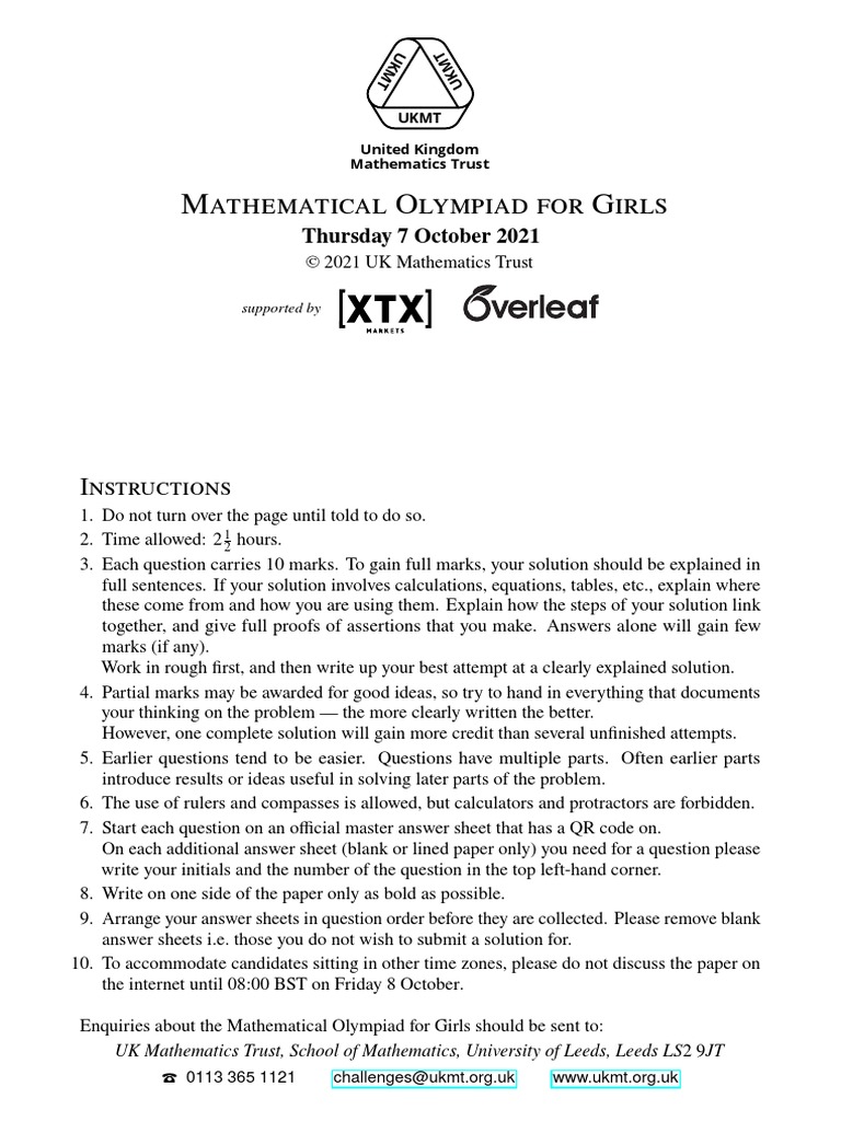 Ukmog 2021 | PDF | Integer | Mathematics
