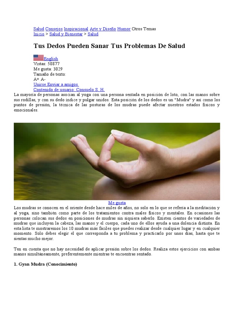 Los Mudras Pueden Sanar Pdf Yoga Ciencias De La Salud