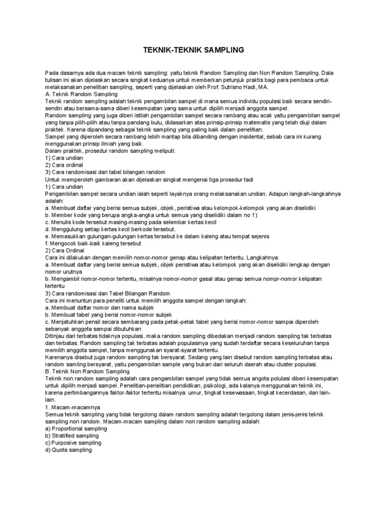 Teknik Sampling | PDF