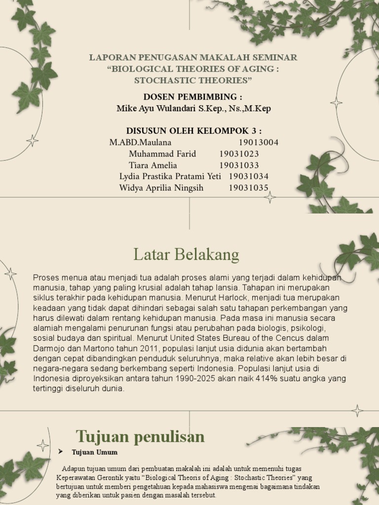 Kelompok 3 - Theori Biological Aging Stochastic | PDF