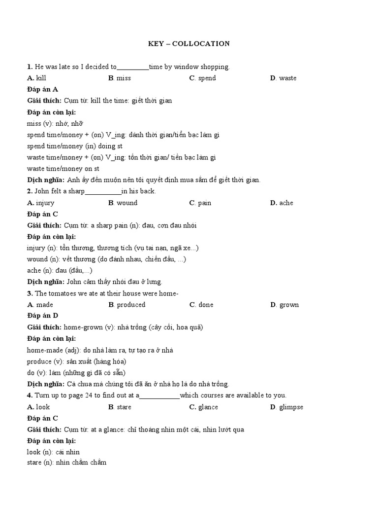 (Tailieudieuky - Com) KEY - COLLOCATION For Gifted Students | PDF