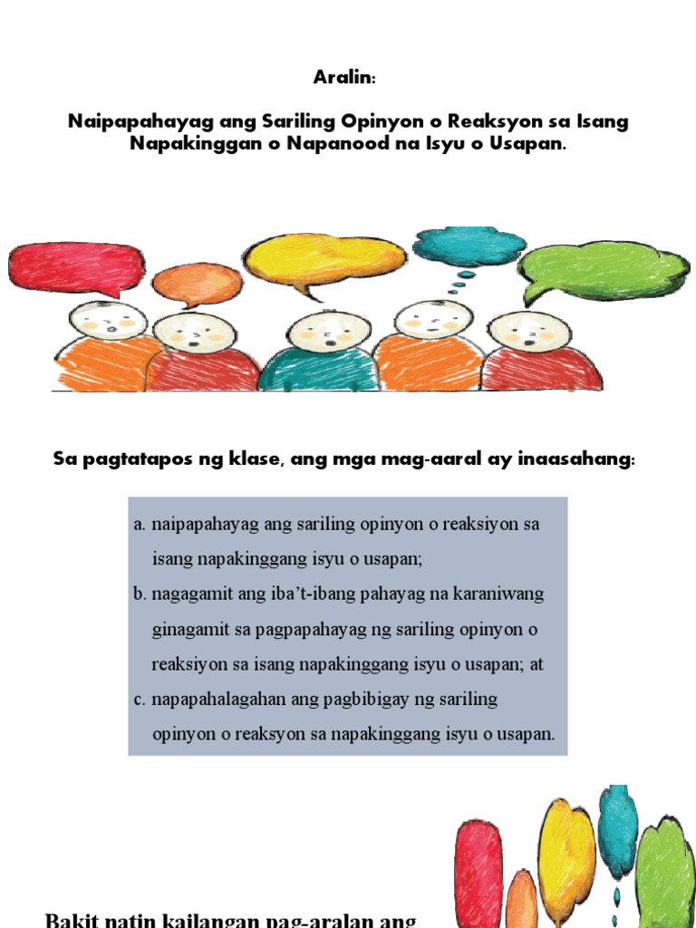 Nagpapahayag NG Opinyon o Reaksyon | PDF