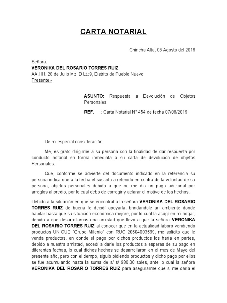 Modelo de Carta Notarial | PDF