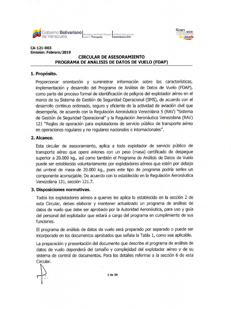 Circular sobre Programa FDAP en Aviación | PDF | Riesgo | Control de ...