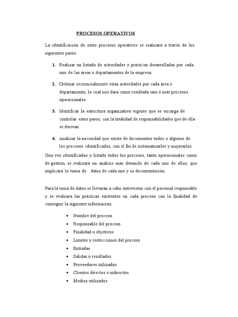 Procesos Operativos | PDF | Business | Contabilidad