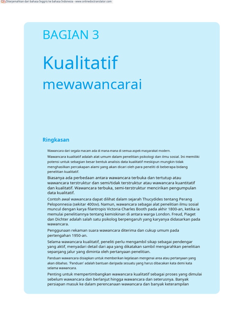 Wawancara Kualitatif dalam Penelitian | PDF | Karier & Perkembangan