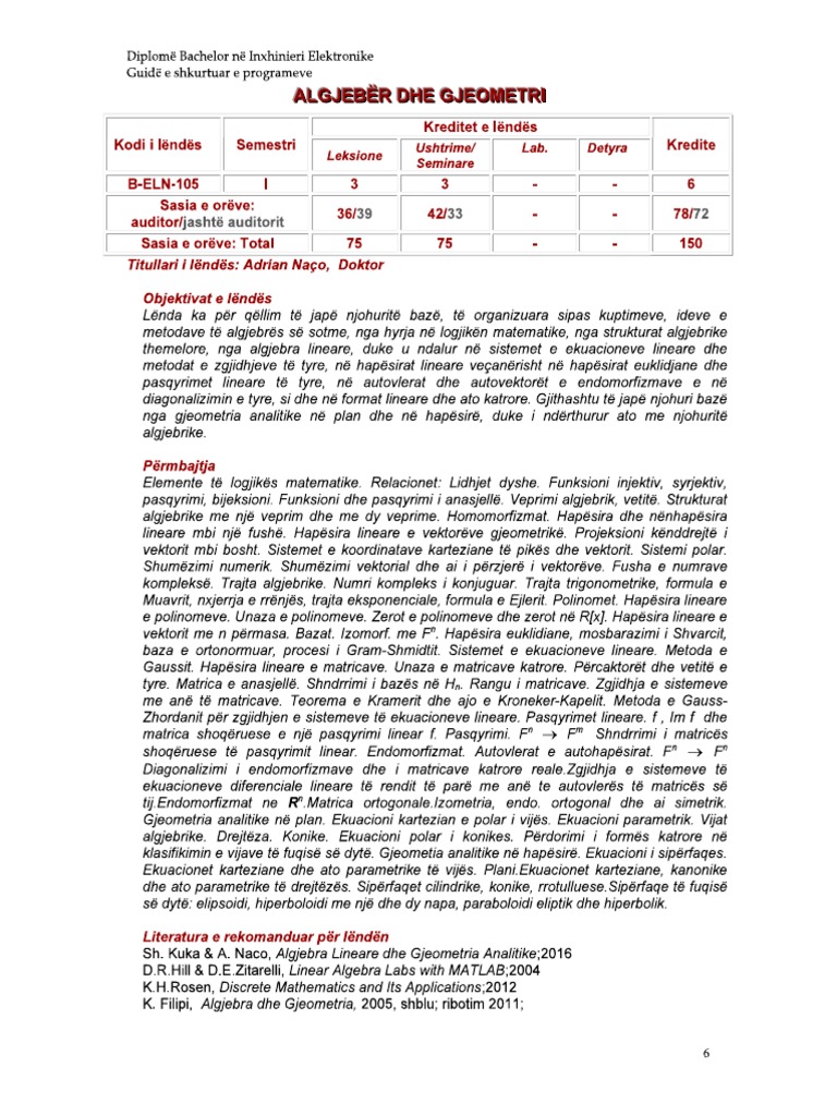 Algjeber Dhe Gjeometri | PDF