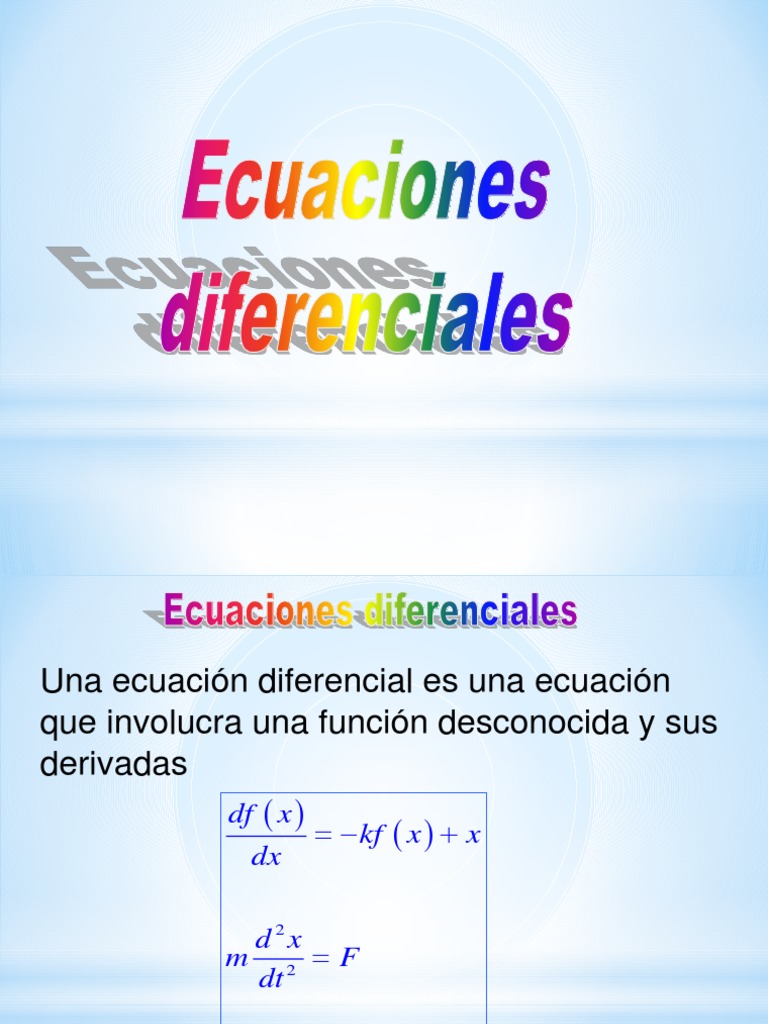 Ecuaciones Diferenciales Ordinarias | PDF | Ecuaciones | Ecuaciones ...