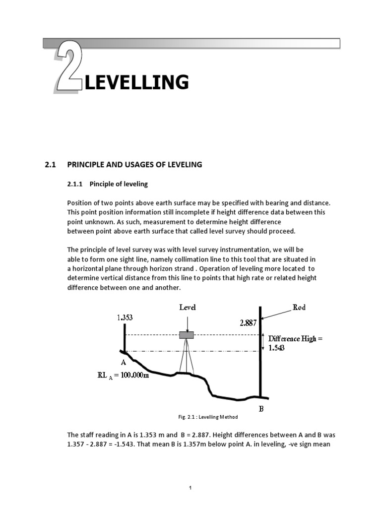 Chapter 2 - Levelling (CIVIL ENGINEERING-ENGINEERING SURVEY) | PDF | Surveying | Topography