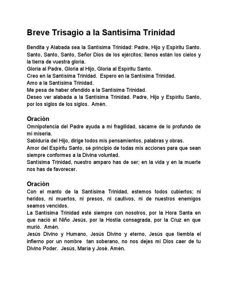 Breve Trisagio a la Santísima Trinidad | PDF Breve Trisagio a la Santísima Trinidad | PDF