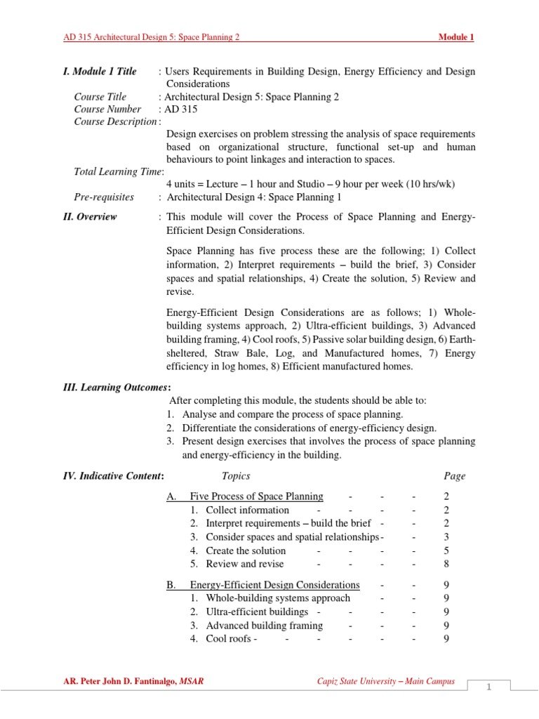 AD 315 Module 1 | PDF | Efficient Energy Use | Water Heating