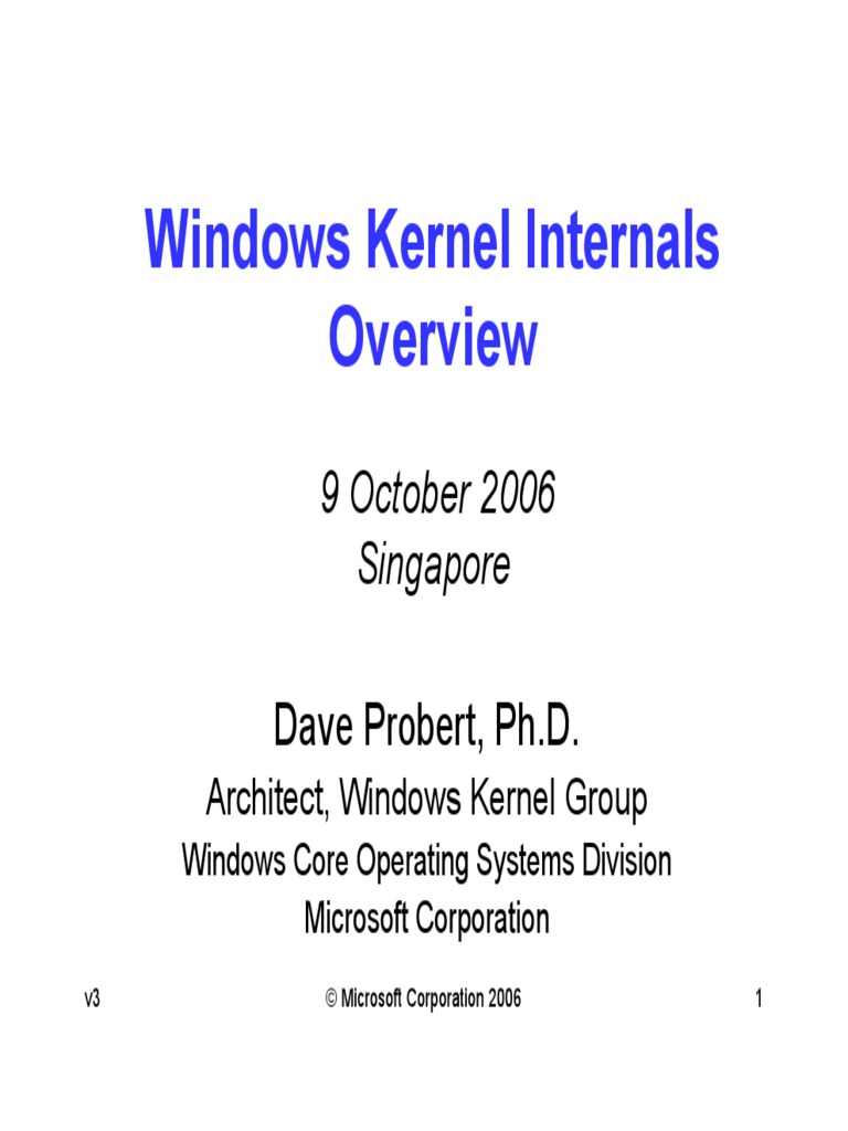 Singapore WindowsKernelOverview | PDF | Art | Computers