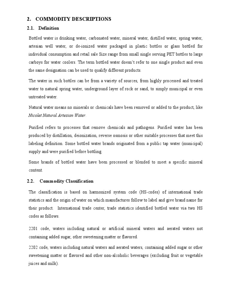 Product Description Water Study | PDF | Carbonated Water | Purified Water