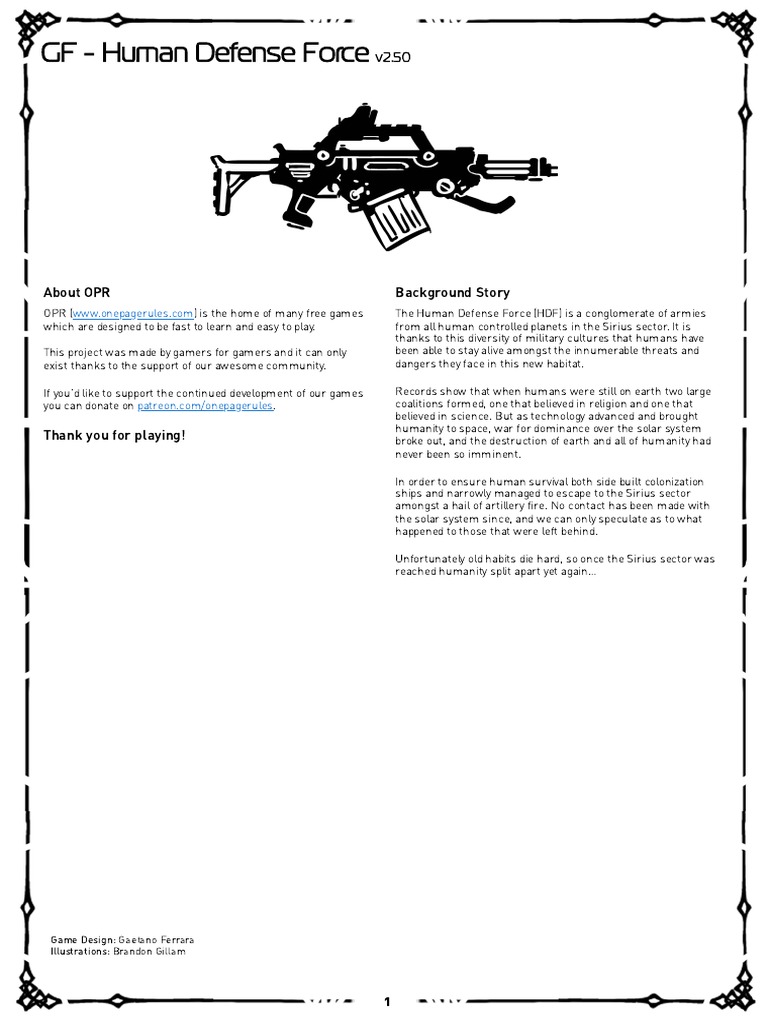 Human Defense Force OPR Guide | PDF | Sniper | Mortar (Weapon)